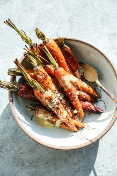 Sesame Ginger Roasted Whole Carrots Recipe | Paleo
